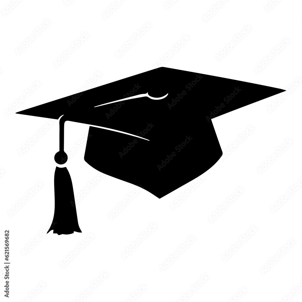 graduation cap silhouette illustration Stock Vector | Adobe Stock