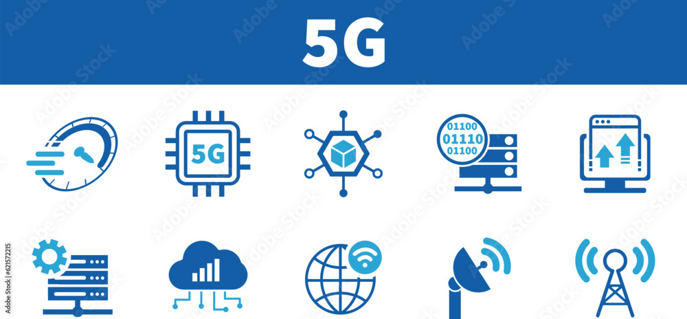 5G banner web icon for business and technology, speed, signal, network ...
