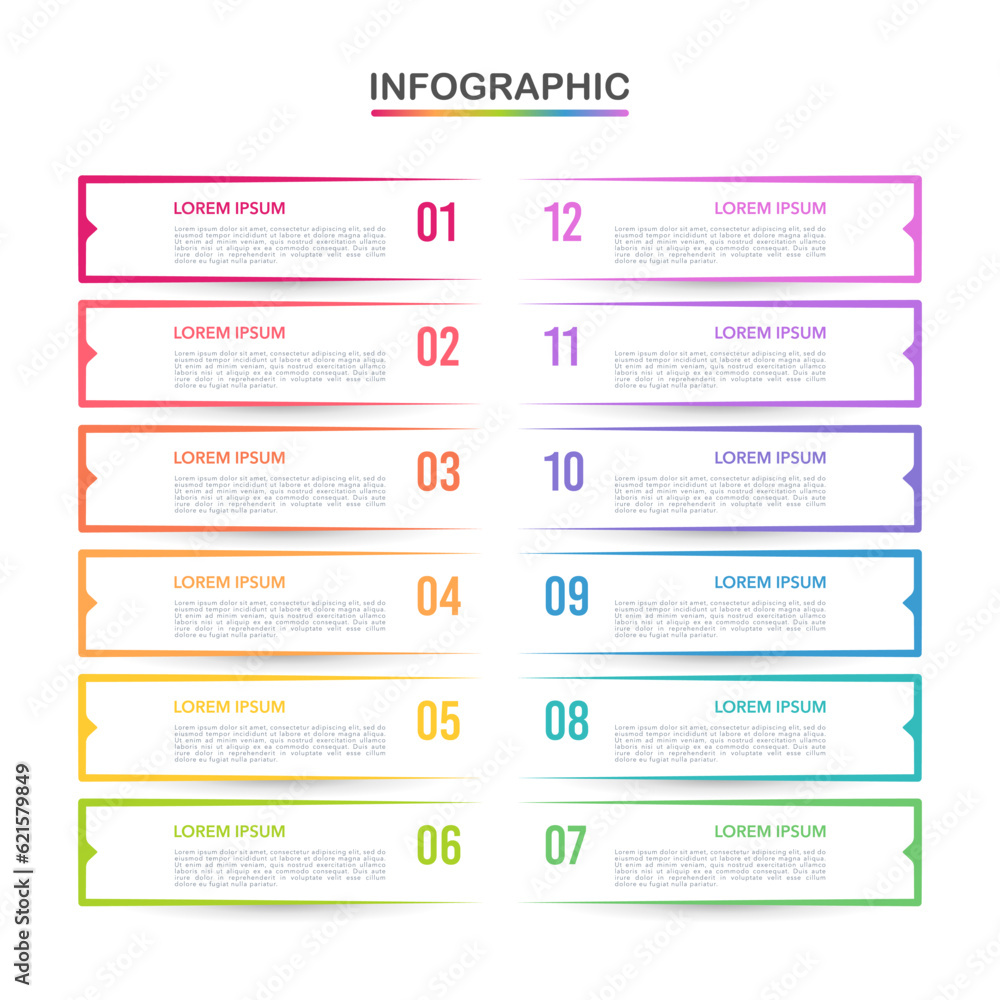 12-month timeline business report infographic labels template. Business ...