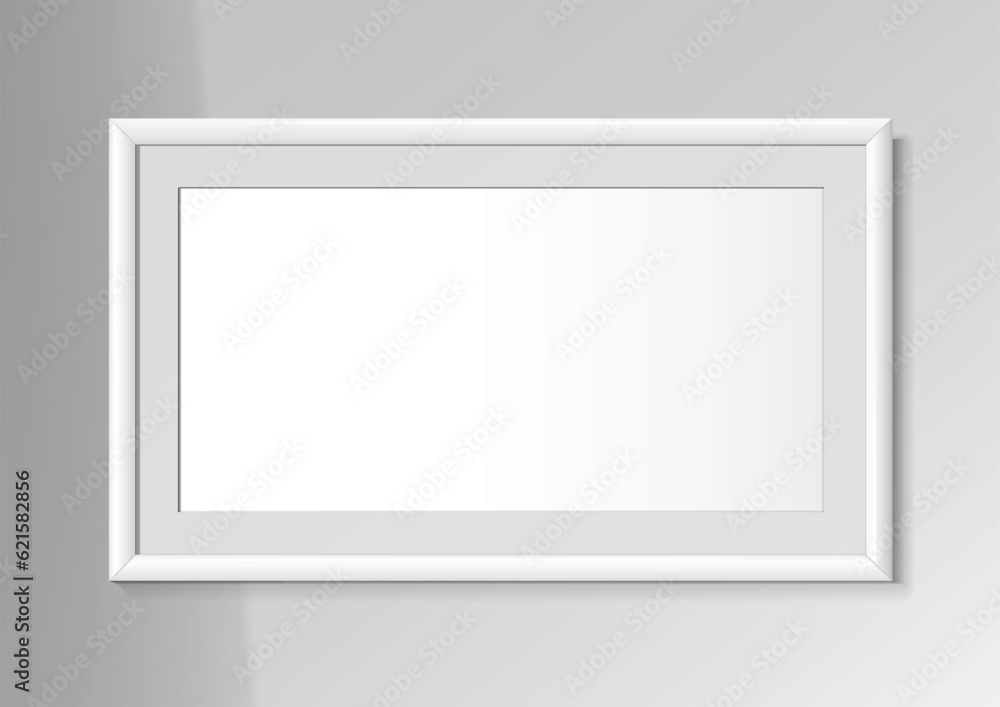 Realistic White horizontal frame. For an image with an aspect ratio of ...
