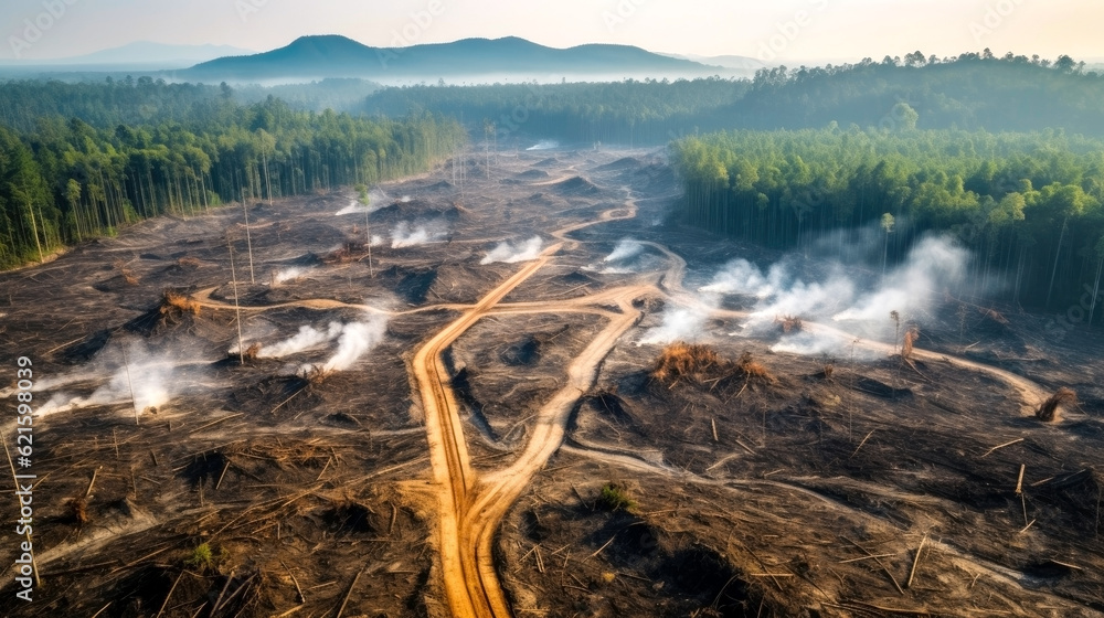 Destruction of the jungle and forests. Environmental Impact and harm to ...