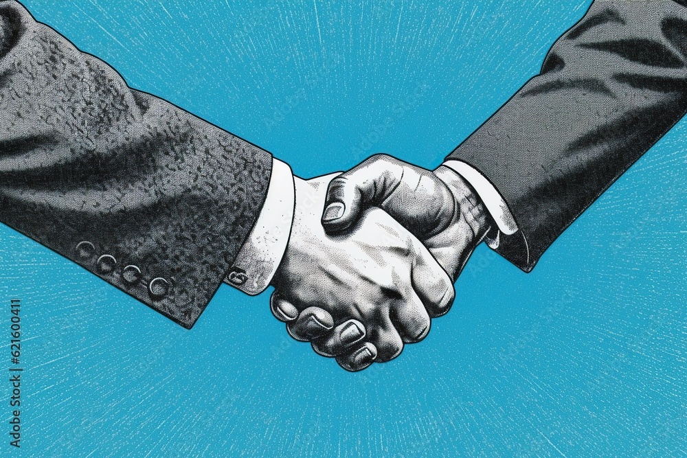 Business partnership handshake illustration, trust and cooperation ...