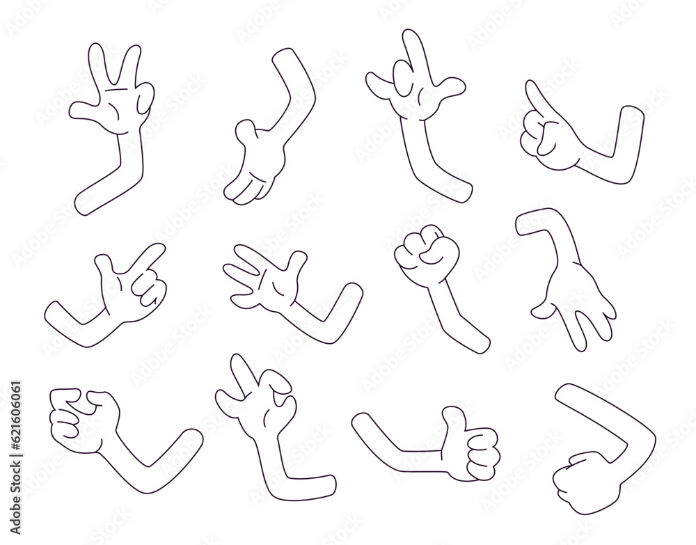 Cartoon Hands Vector Set Stock Vector | Adobe Stock
