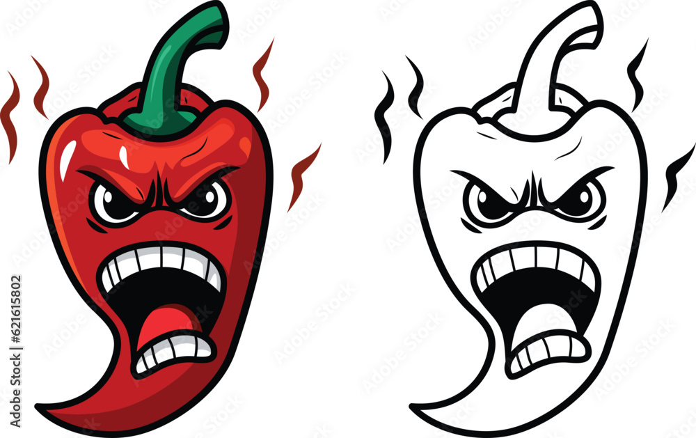 Angry red chili cartoon mascot vector illustration , Mad red chili ...