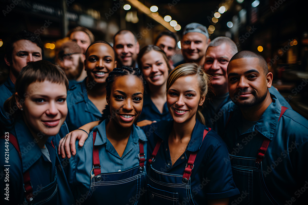 Fiction group portraits of working man and woman , different ...