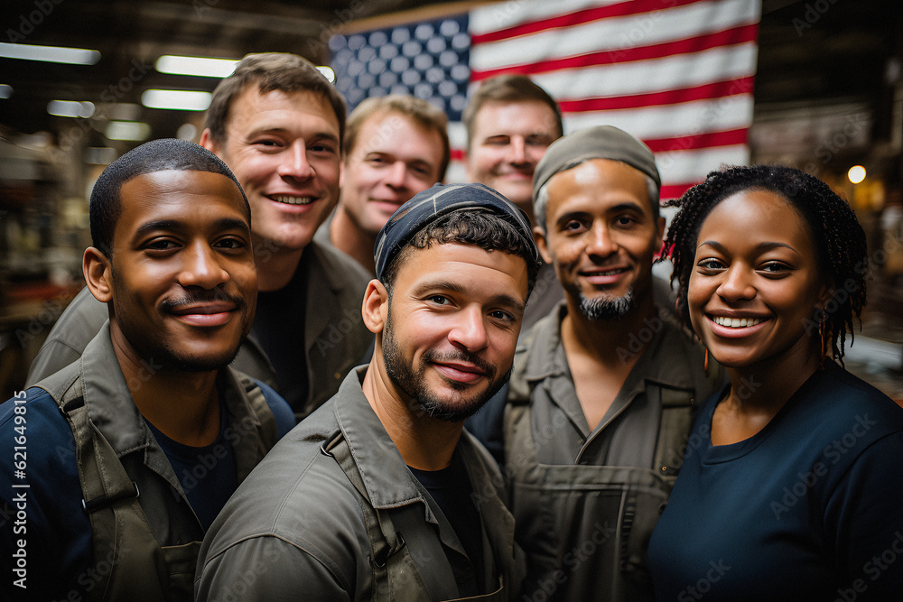 Fiction group portraits of working man and woman , different ...