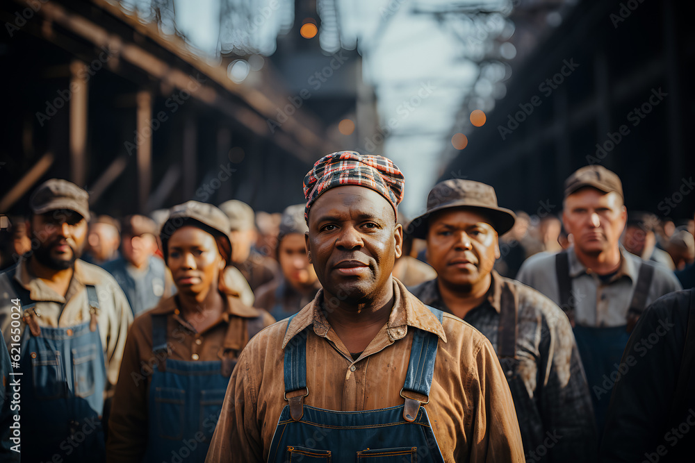 Fiction group portraits of working man and woman , different ...