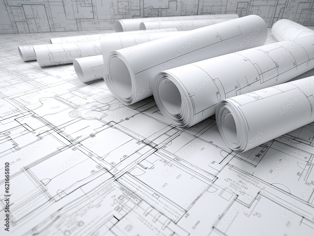 Cad drawings, roll of plans printed from AutoCAD or Revit, a house plan ...