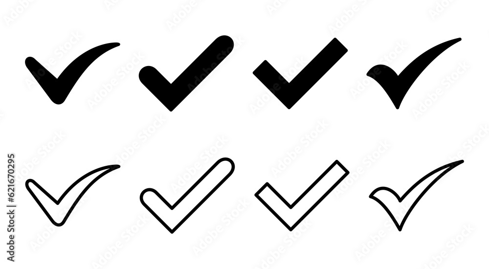 Check mark icon set illustration. Tick mark sign and symbol Stock ...