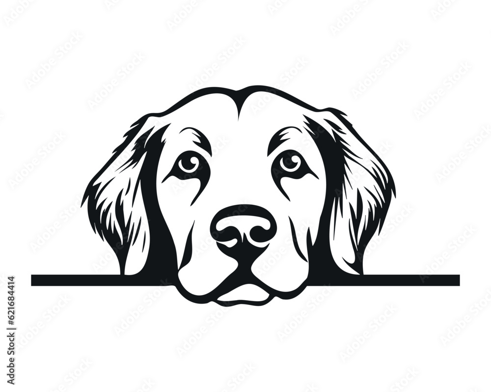 Peeking labrador dog. labrador retriever funny face. Simple black ...