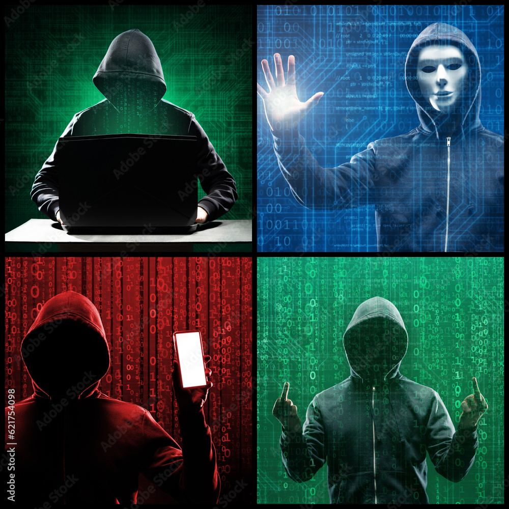 Wanted Hacker is Coding Virus Ransomware Using Abstract Binary Code. Concept of Cyberattack ...
