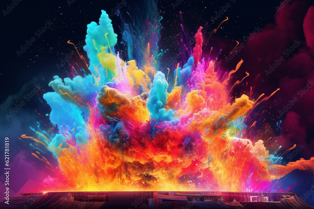 Explosion of vibrant clouds, bursting with an array of mesmerizing ...