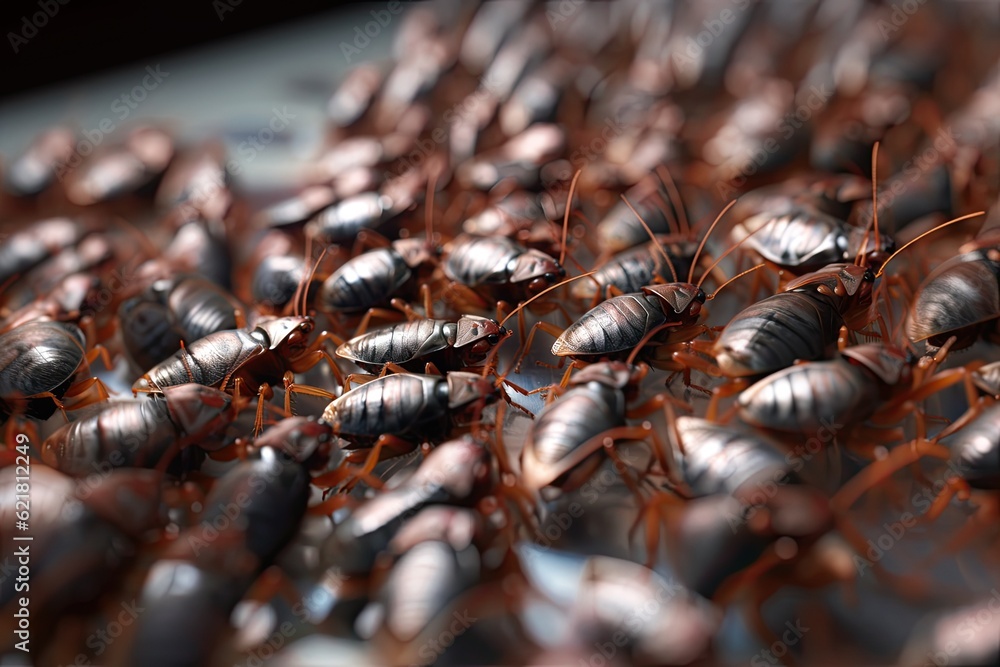 multitude of cockroaches invading a home. The sight of Germanic ...