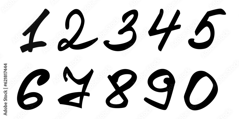 Doodle checklist numbering. List of hand written numbers. Hand-drawn ...