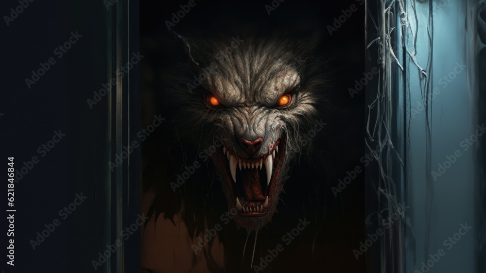 Ilustración de Stock Scary evil vampiric dire werewolf with terrifying ...