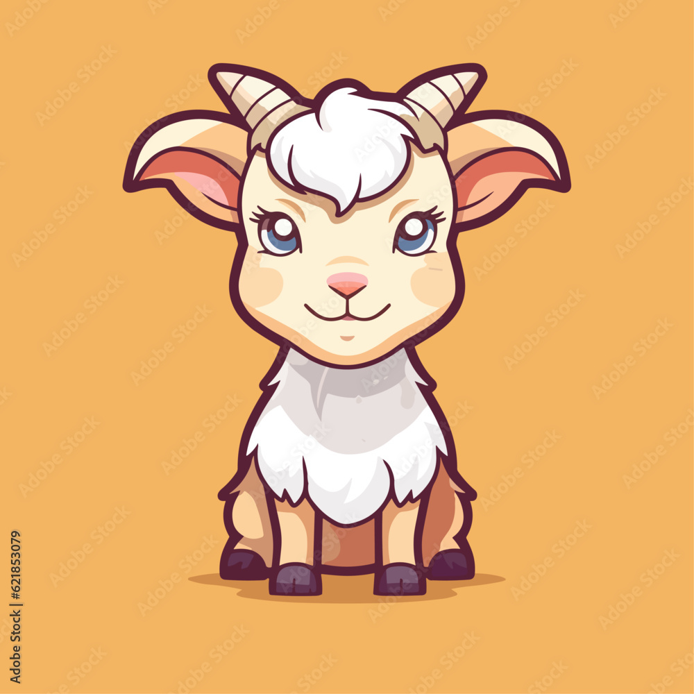 Cute Goat Cartoon Character: Perfect for Children's Farm-themed Designs ...