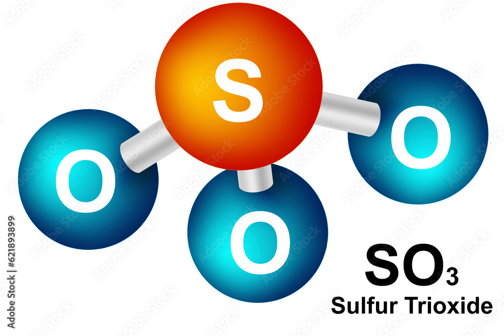 Molecular formula and chemical structure of sulfur trioxide Stock ...