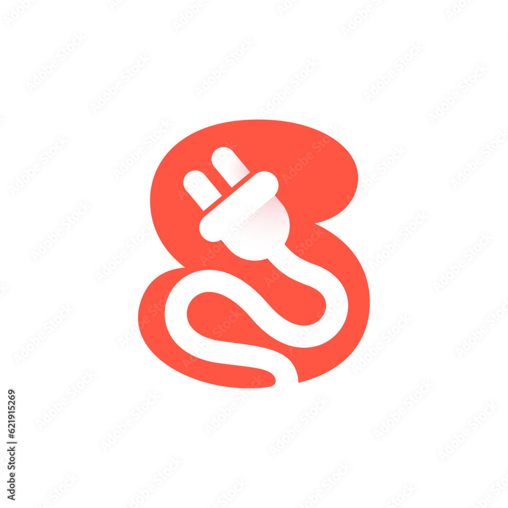 Letter S with electrical plug logo. Negative space technology icon ...