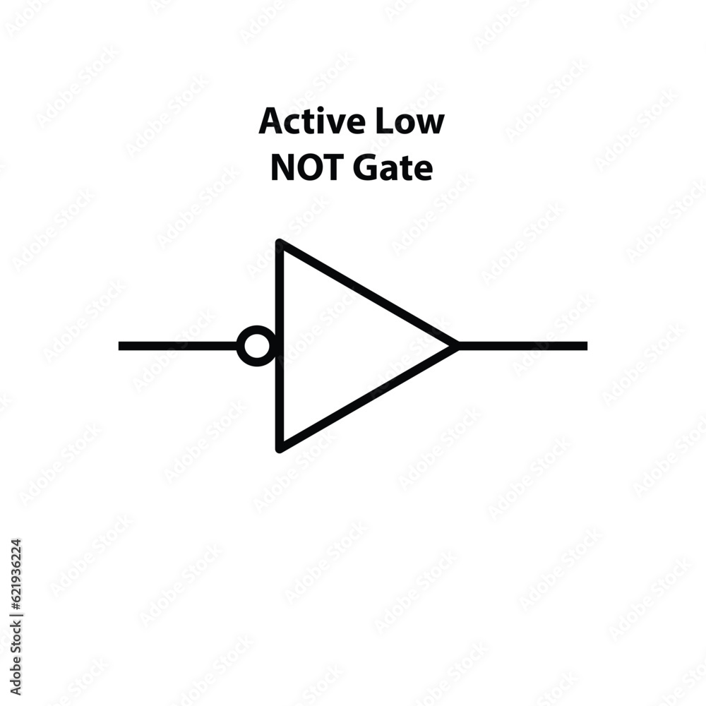 Active low not Gate. electronic symbol of open switch Illustration of ...