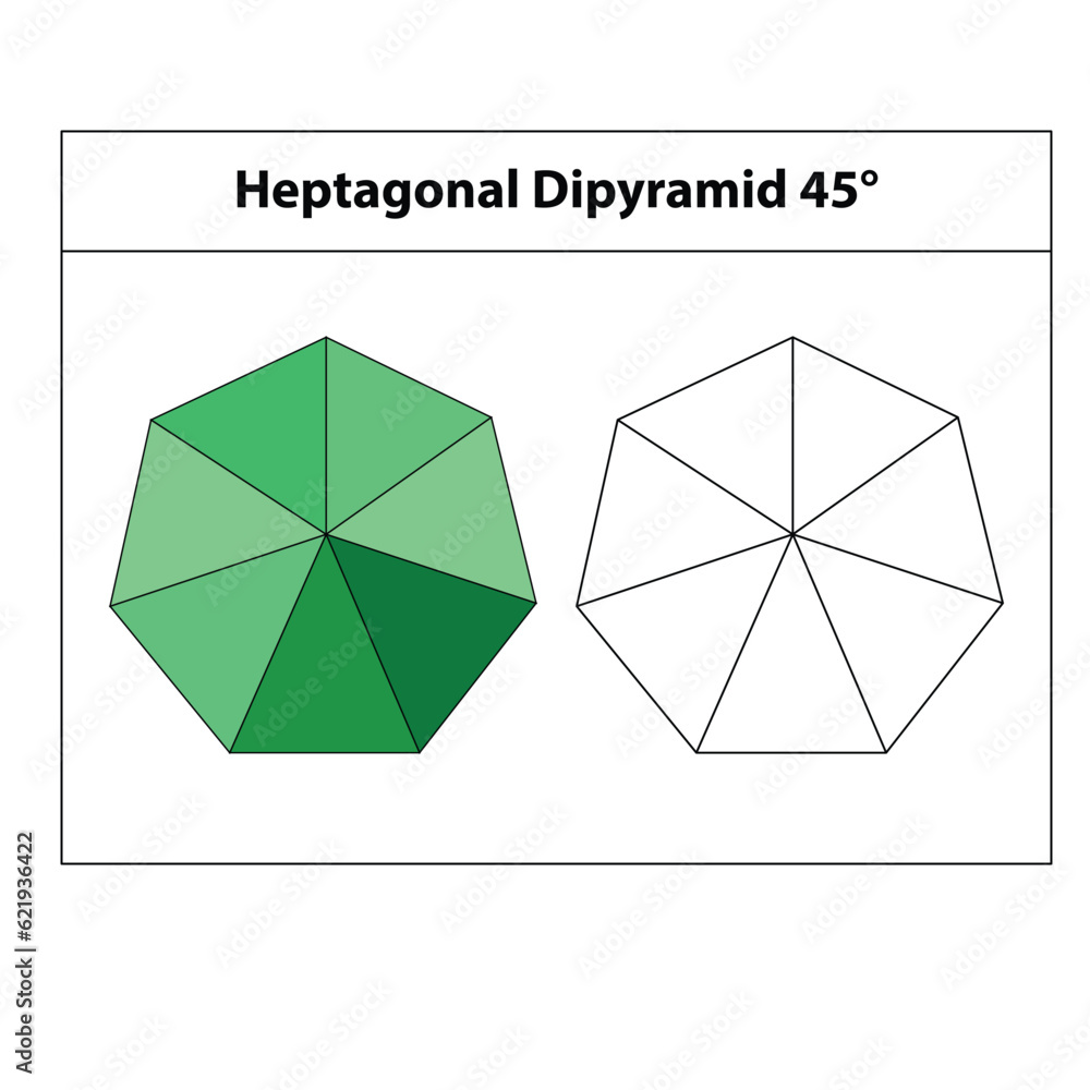 Heptagonal Pyramid 45 degree. geometric shapes. Vector illustration of ...