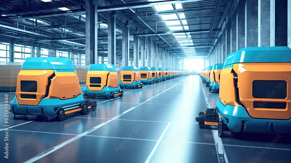 System of automated guided vehicles( AGVs) efficiently transporting ...