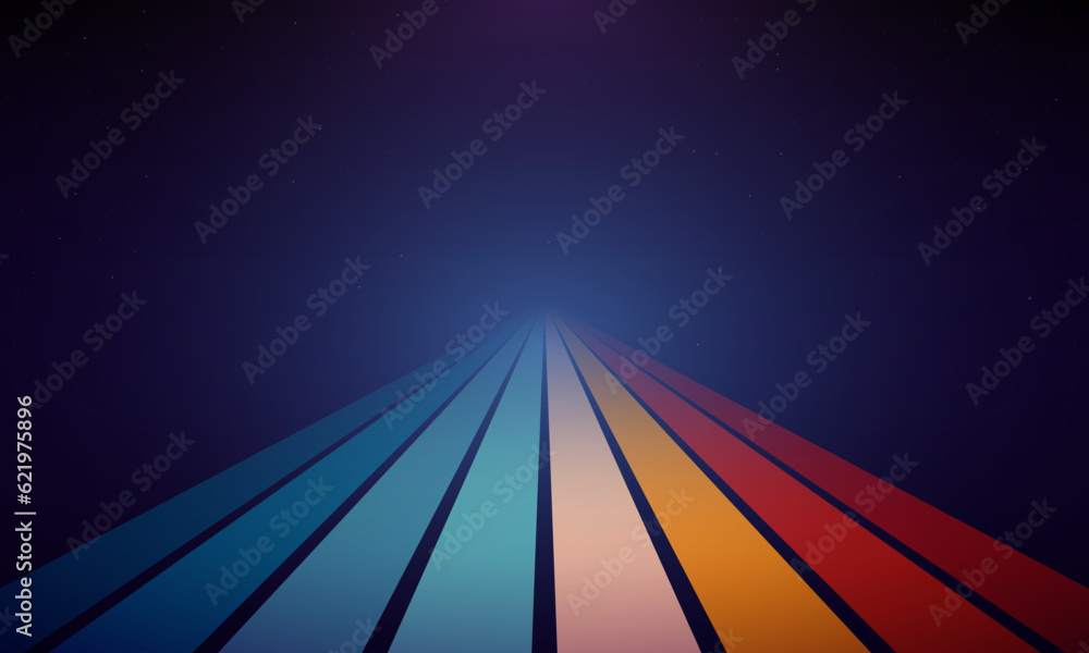 Retrowave, synthwave, vaporwave illustration with laser grid landscape ...