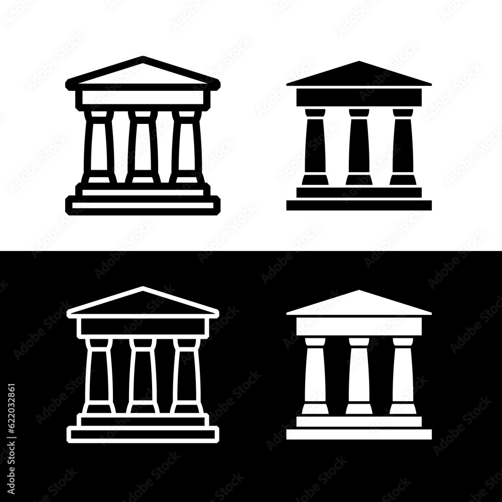 Ancient Greek temple icon. Symbol of history and museum. Building or ...