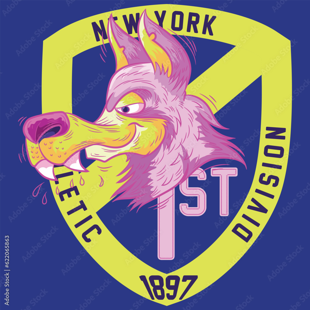 Vintage motorcycle colored signs with aggressive wolf bikers angry ...