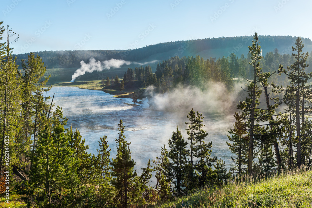 Thermal surface activity as seen from the hill of the Yellowstone River ...