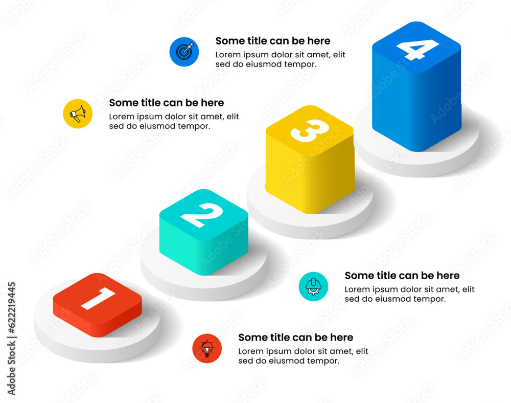 Infographic template. 4 growing isometric columns with numbers Stock ...
