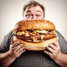 Obese Man And Junk Food Free Stock Photo - Public Domain Pictures