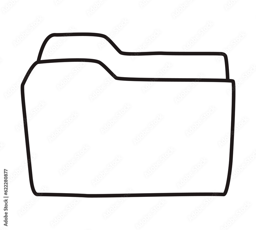 Doodle folder icon hand drawn with thin black line. Png clipart ...