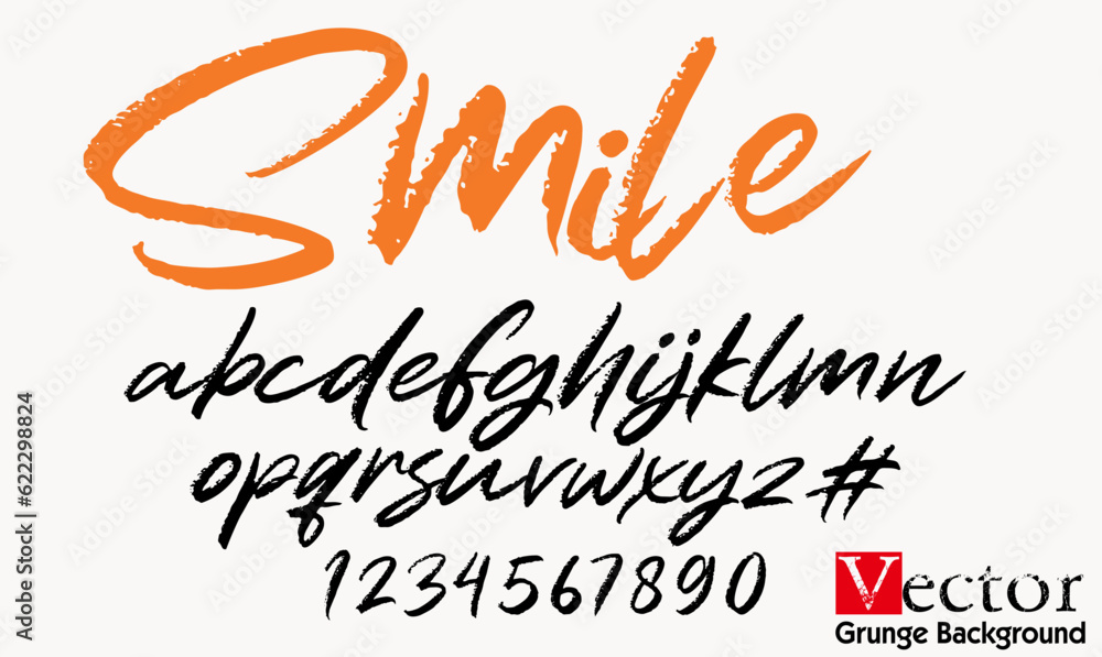 Brush painted Alphabet characters typography, Lettering font isolated ...