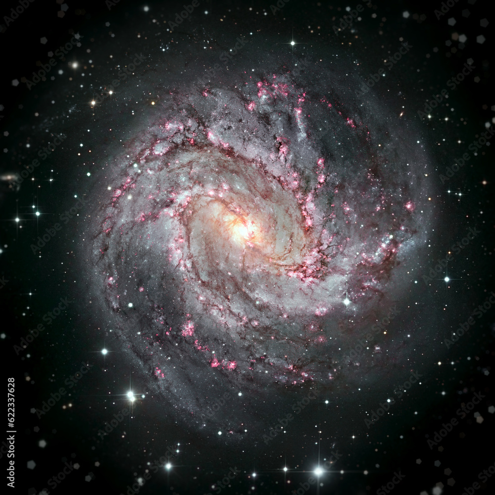 Messier 83, Southern Pinwheel Galaxy, M83 or NGC 5236 is a barred spiral galaxy in the ...