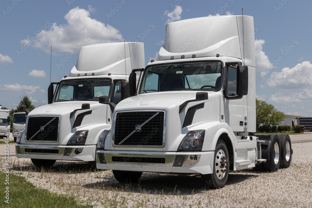 Volvo Semi Tractor Trailer Big Rig Truck display at a dealership. Volvo ...