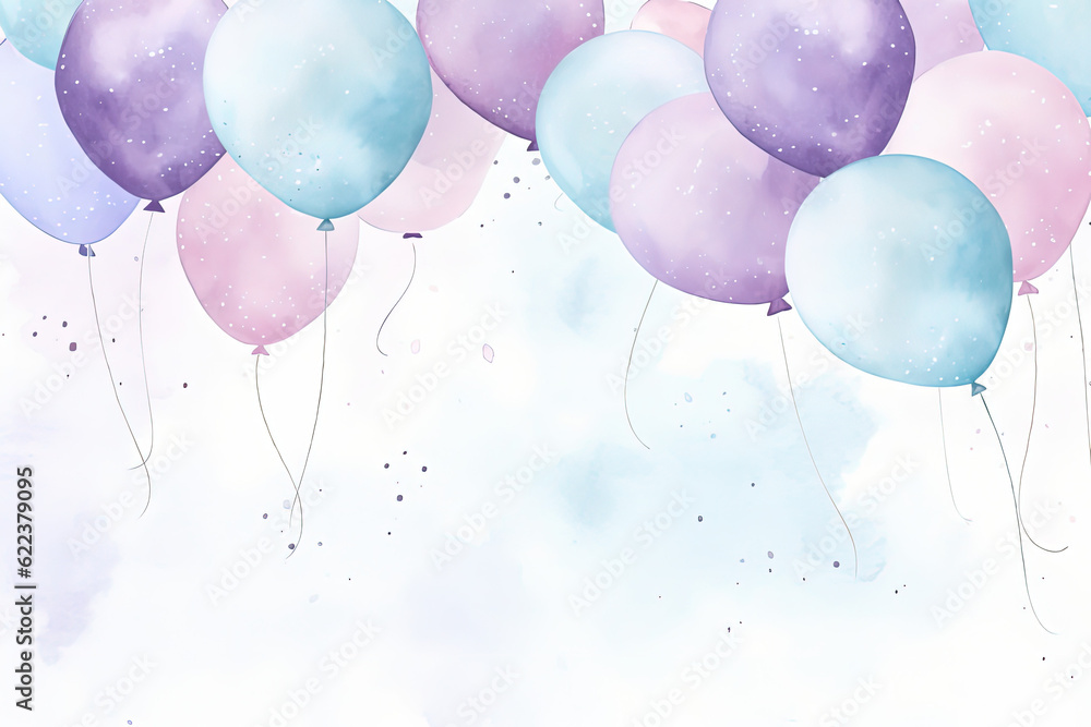 Lovely Pastel Watercolor Balloons, Celebrate your Birthday Party, Happy ...
