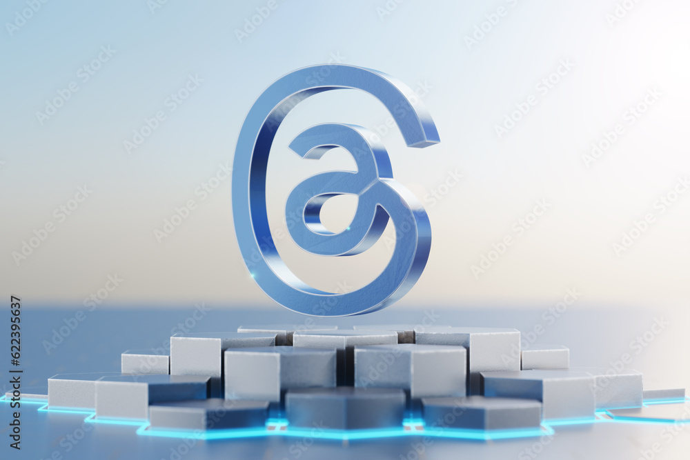 Threads application logo. Threads icon on hexagonal geometry is a ...