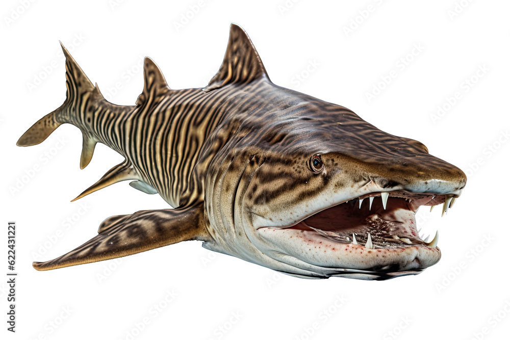 Zebra shark Stegostoma fasciatum, Transparent background. generative AI ...