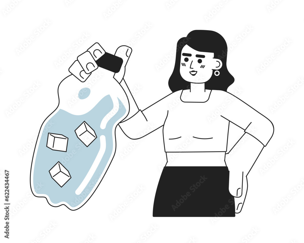 Stay hydrated in summertime monochrome concept vector spot illustration ...