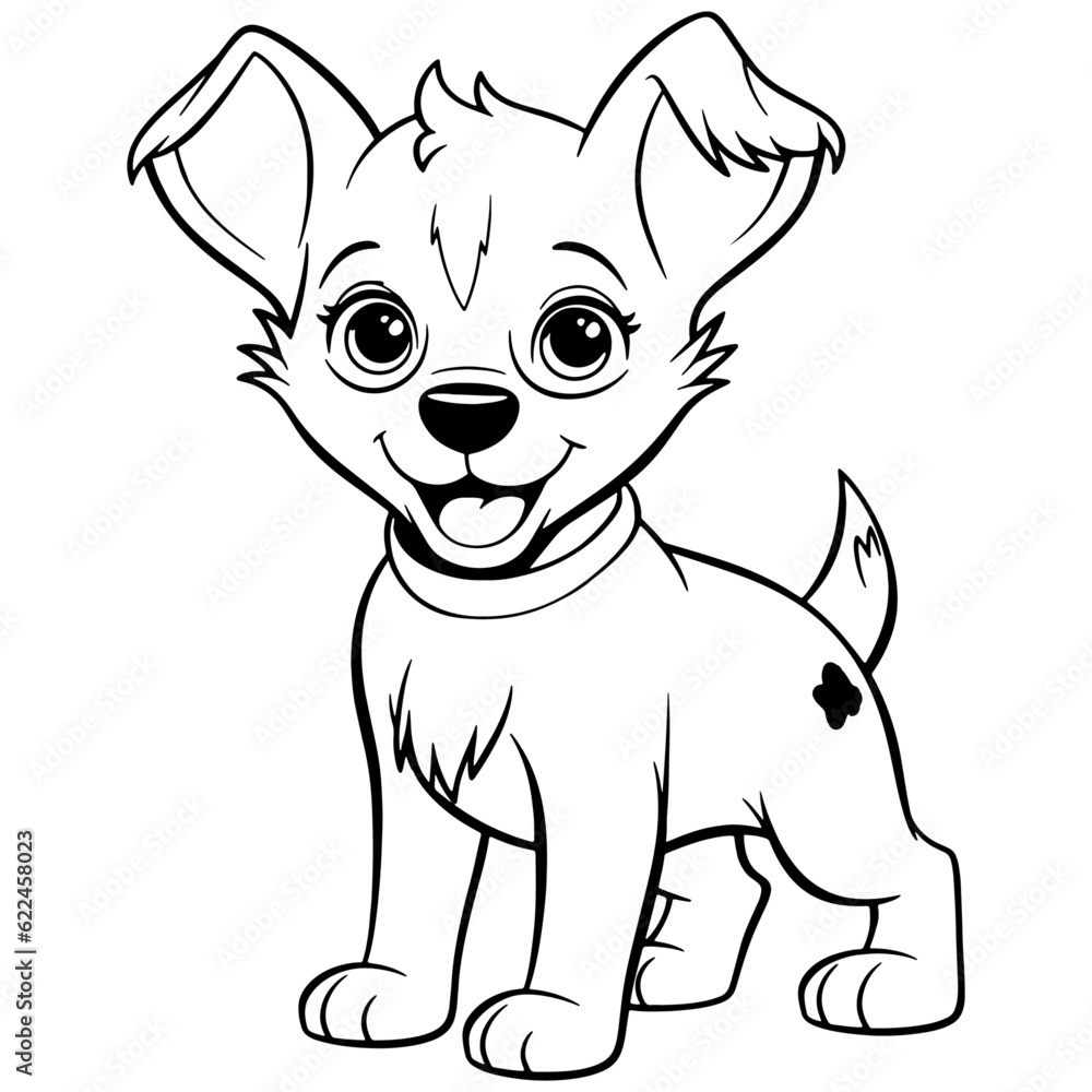 Cartoon Cute Puppy Coloring Page for Kids. Baby dog. Australian Kelpie ...