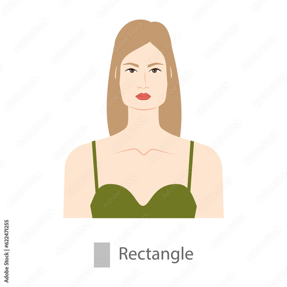 Women face rectangle shape type with text diagram. Female Vector ...