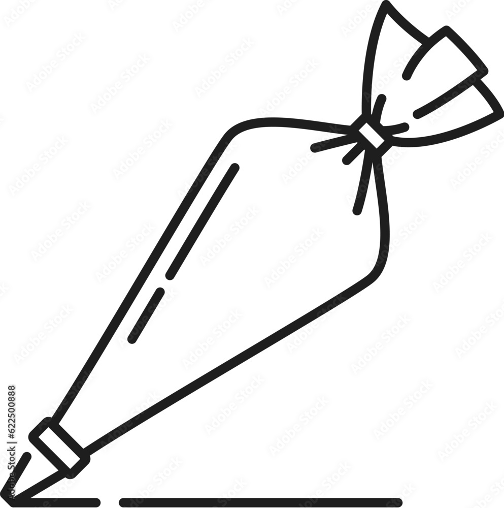 Pastry bag for decorate cakes with cream isolated outline icon. Vector ...