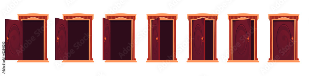 Image vectorielle Stock Cartoon open door motion, animation sprite sheet of vector house ...