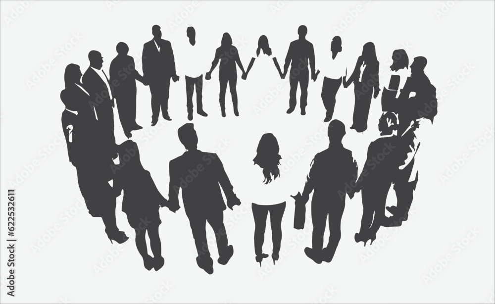 Unite for Success, Powerful Silhouettes of a Large Group of Business ...