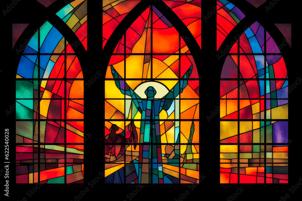 Ilustración de Stock Majestic stained-glass depiction of Abraham's ...