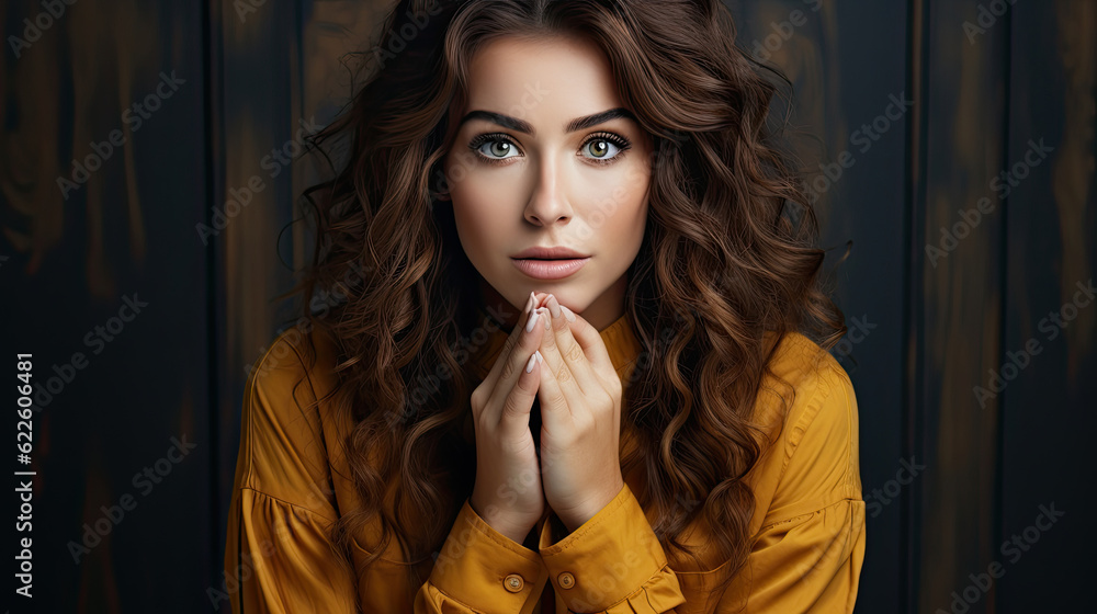 Sad terrified lady horrified facial expression made big mistake feel ...