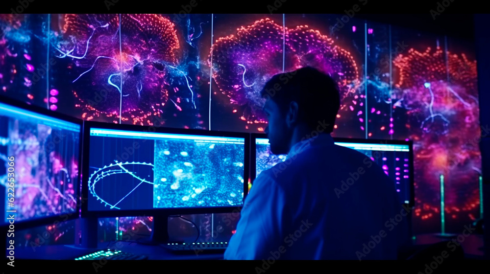 Researcher Examining Gene Expression Microarray Results. Generative AI ...
