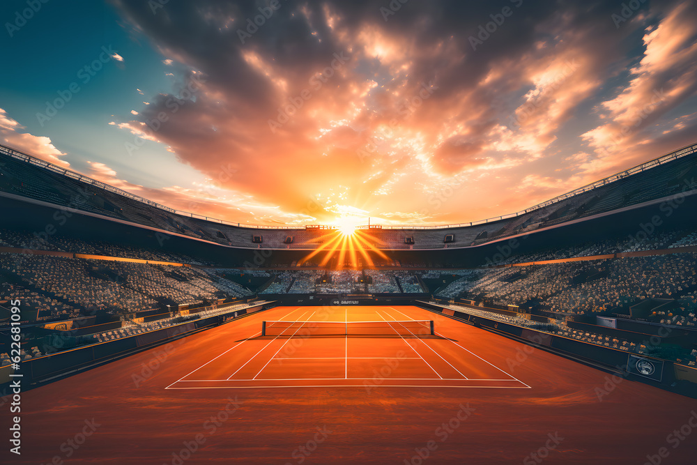 big tennis court competition game ai generated art Stock Illustration ...