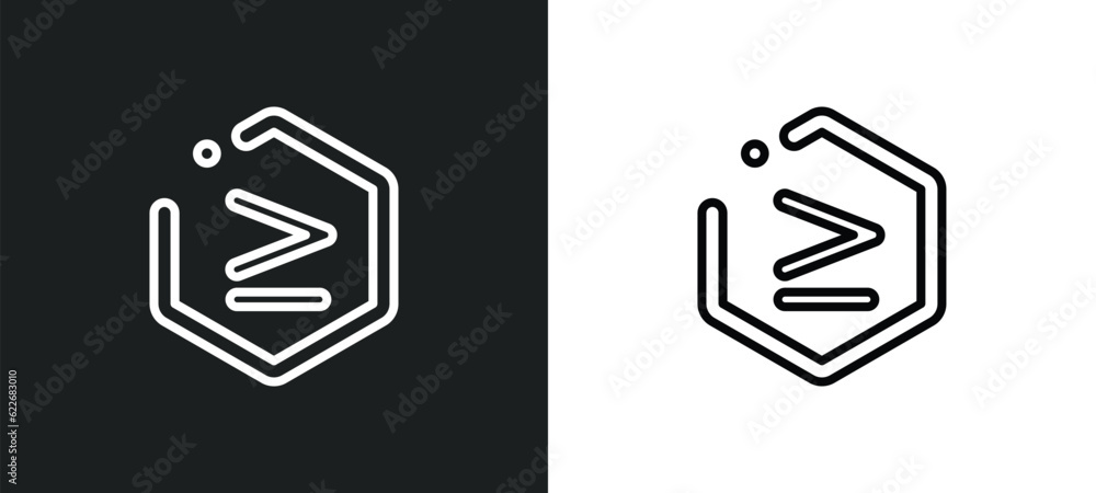 is greater than or equal to outline icon in white and black colors. is ...