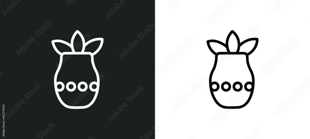 kumbh kalash outline icon in white and black colors. kumbh kalash flat ...